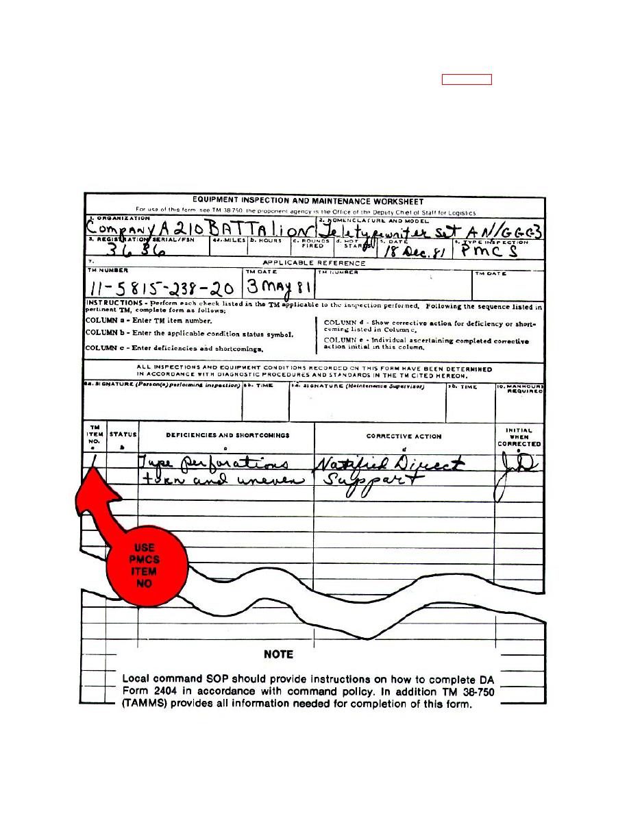 DA FORM 2404 EQUIPMENT INSPECTION AND MAINTENANCE WORKSHEET DA FORM 2404 EQUIPMENT INSPECTION AND MAINTENANCE WORKSHEET